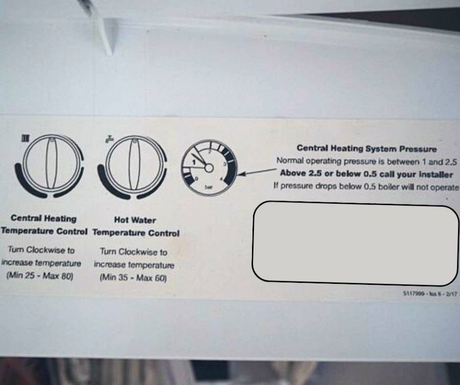What should the boiler pressure be when the heating is on?